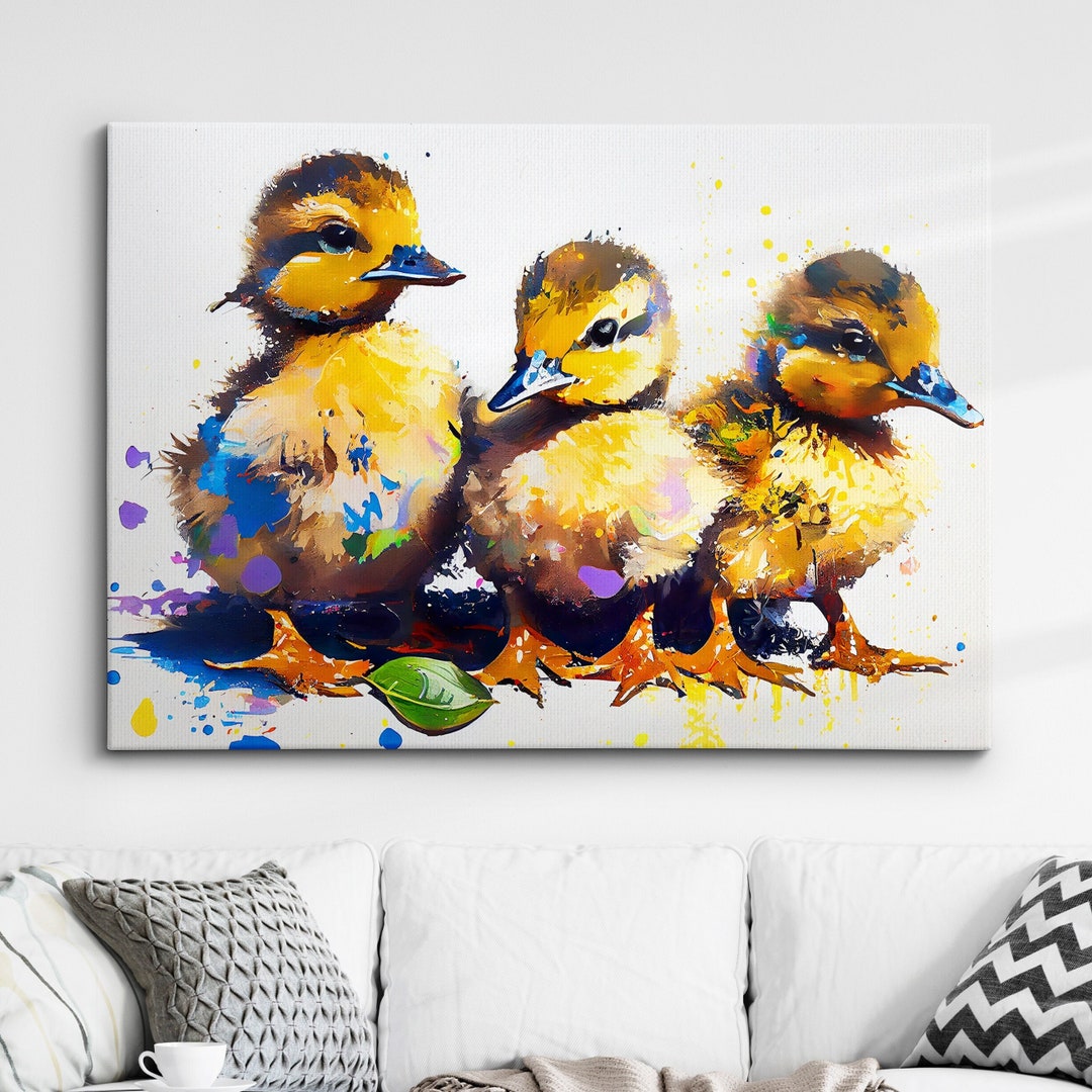 Beautiful Ducklings Abstract Oil Animal Duck Painting Splatter Style ...