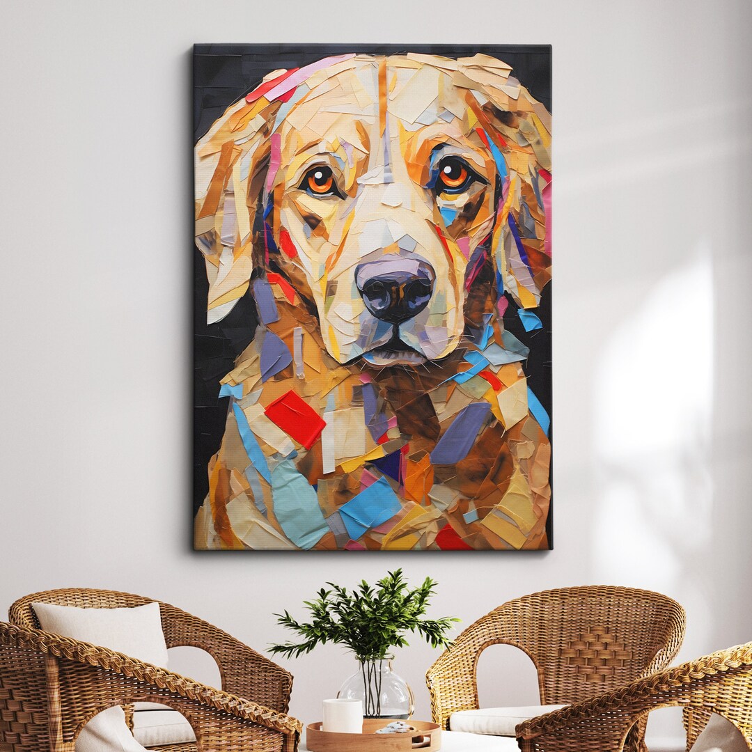 Labrador Retriever Animal Dog Pet Lover Paper Mache Style Painting Wall ...