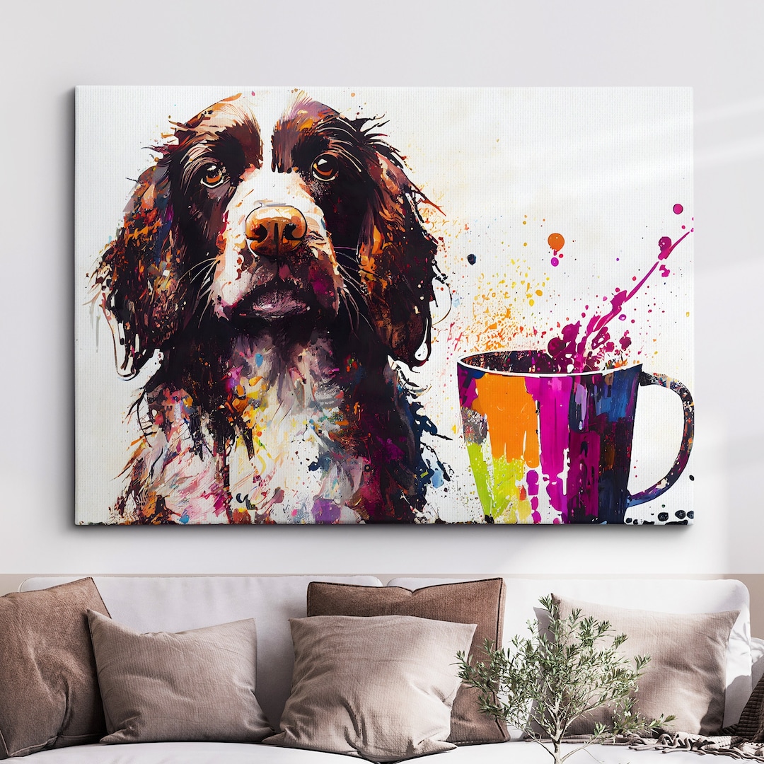 Sprocker Spaniel Coffee Mug Dog Pet Abstract Modern Painting Wall Art ...
