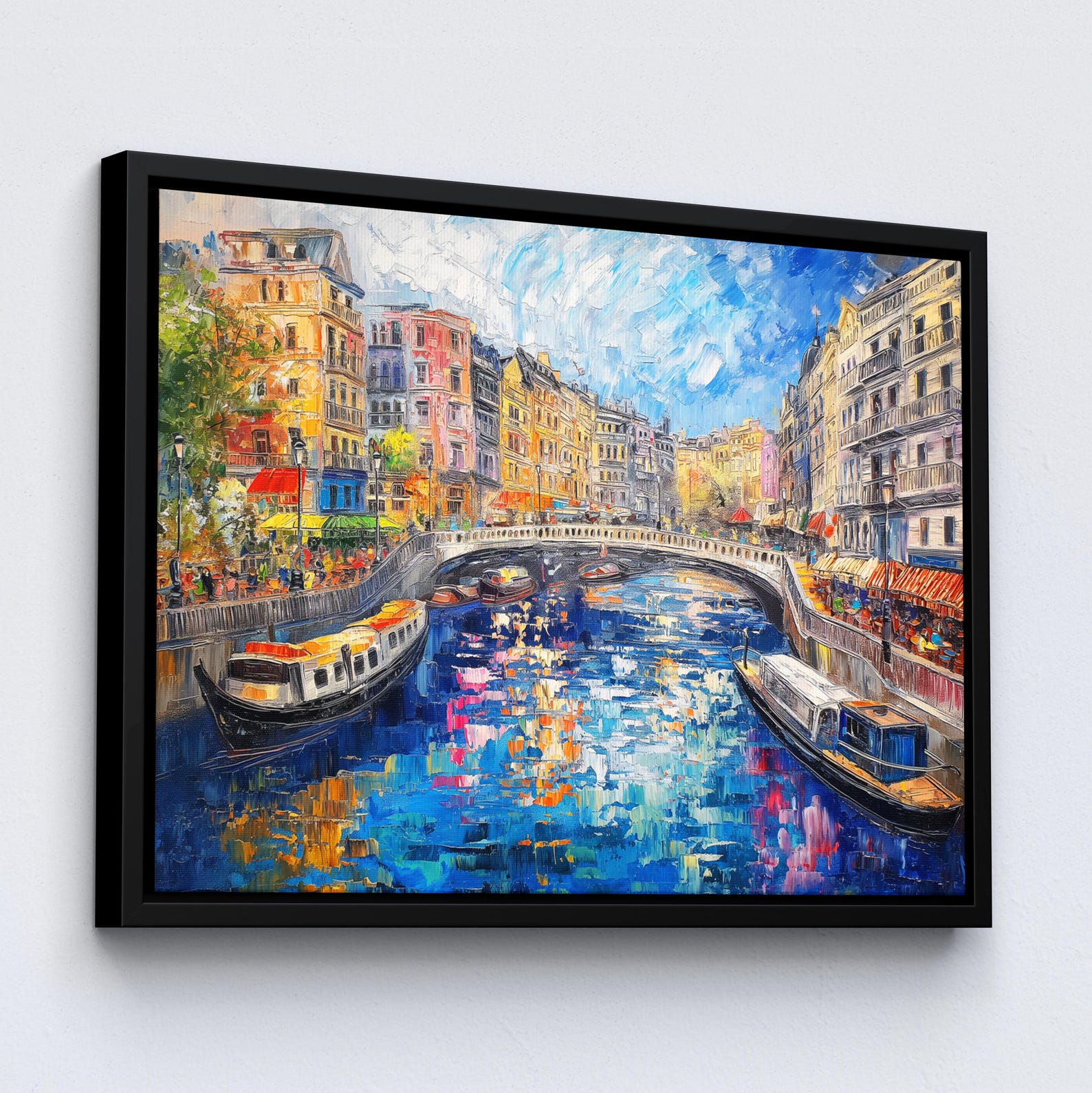 Amsterdam Netherlands Canal Boat Europe Landmark Oil Painting ...