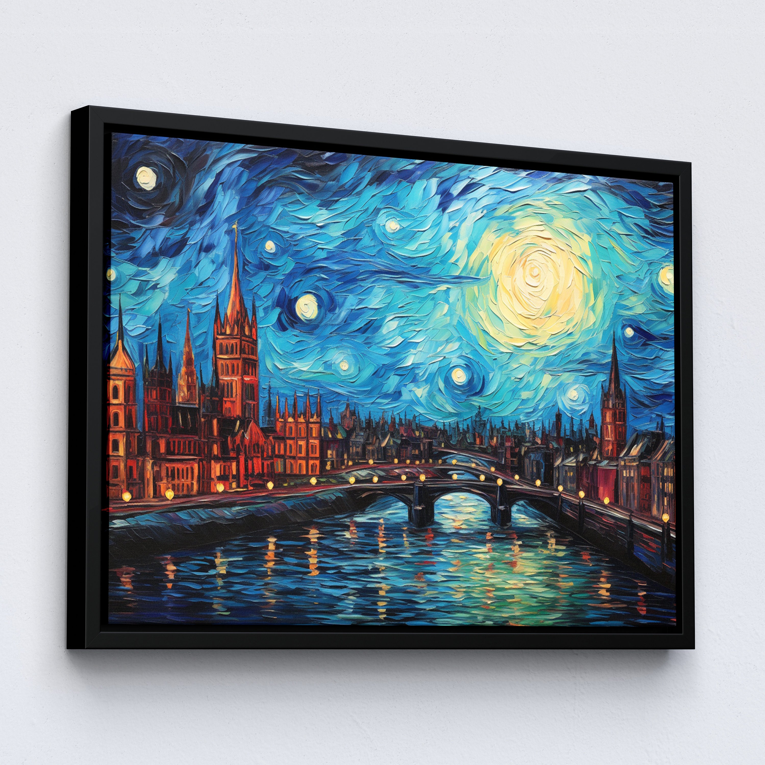 London Starry Night Paint Abstract Art Oil Painting Wall Art - Etsy