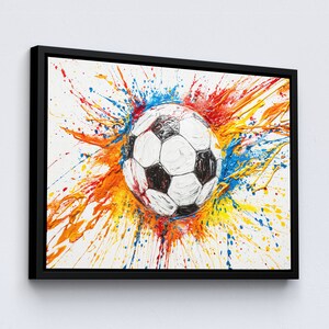 Football Abstract Oil Painting Sports Soccer Ball Wall Art Framed ...
