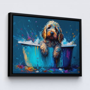 Colorful Cockapoo Dog Pet Abstract Modern Oil Painting Wall Art, Framed ...