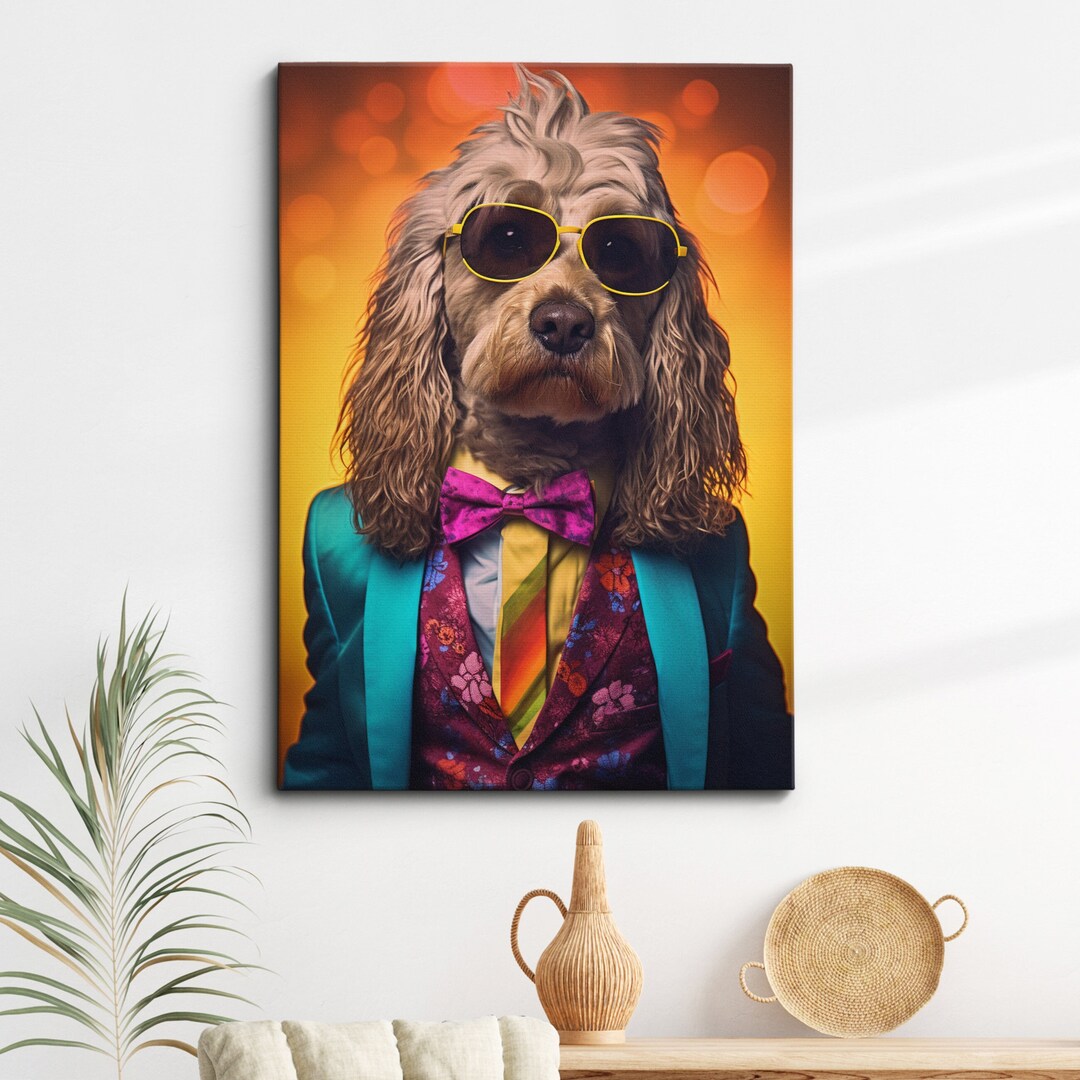 Cockapoo Dog Pet Abstract Modern Oil Painting Wall Art, Framed Canvas ...