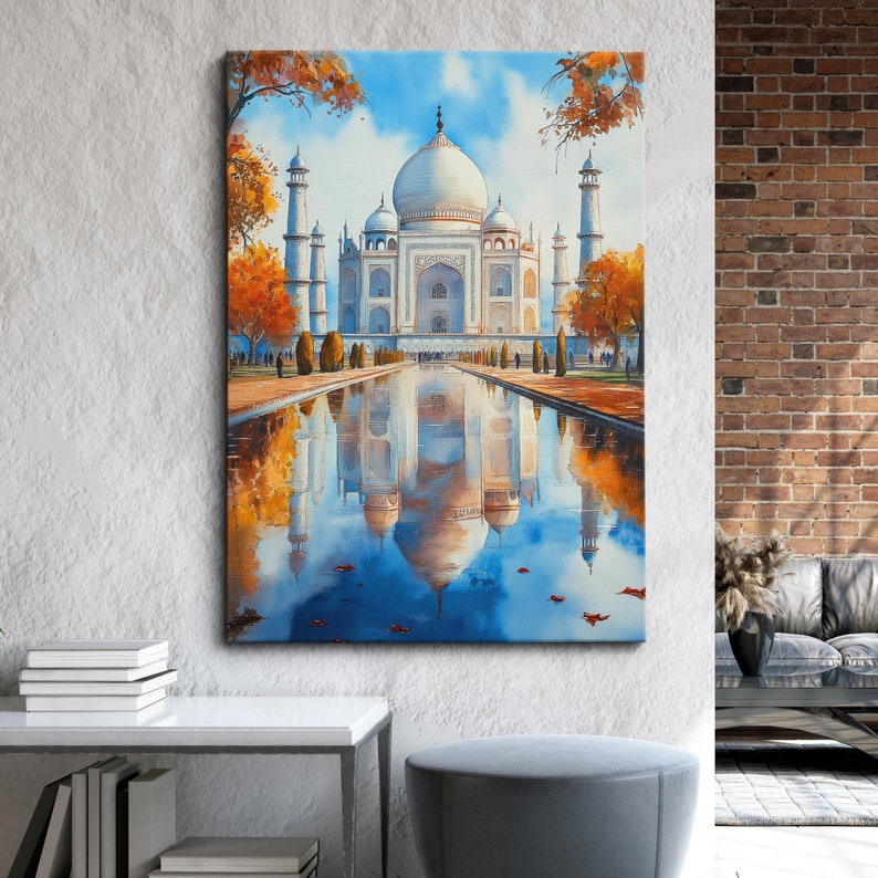 Taj Mahal India Abstract Painting Palette Knife Strokes Style Wall Art ...