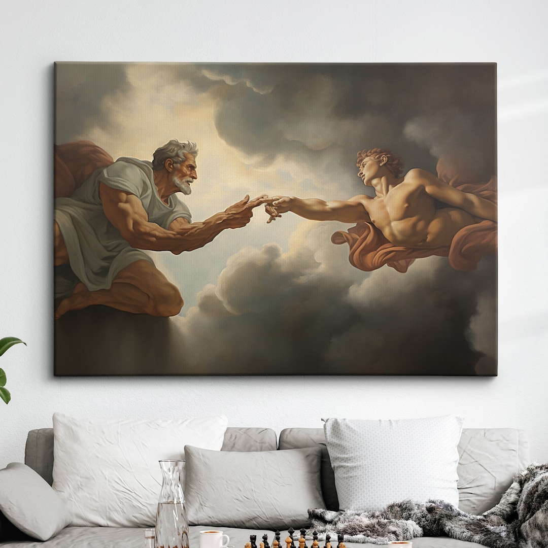 Michelangelo's Creation of Adam Abstract Art Oil Painting Wall Art ...