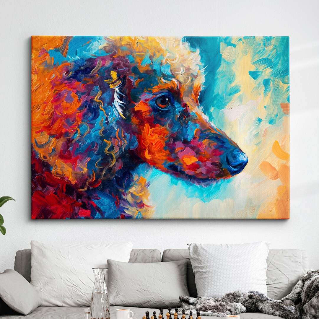 Poodle Abstract Dog Pet Animal Painting Splatter Wall Art, Framed ...