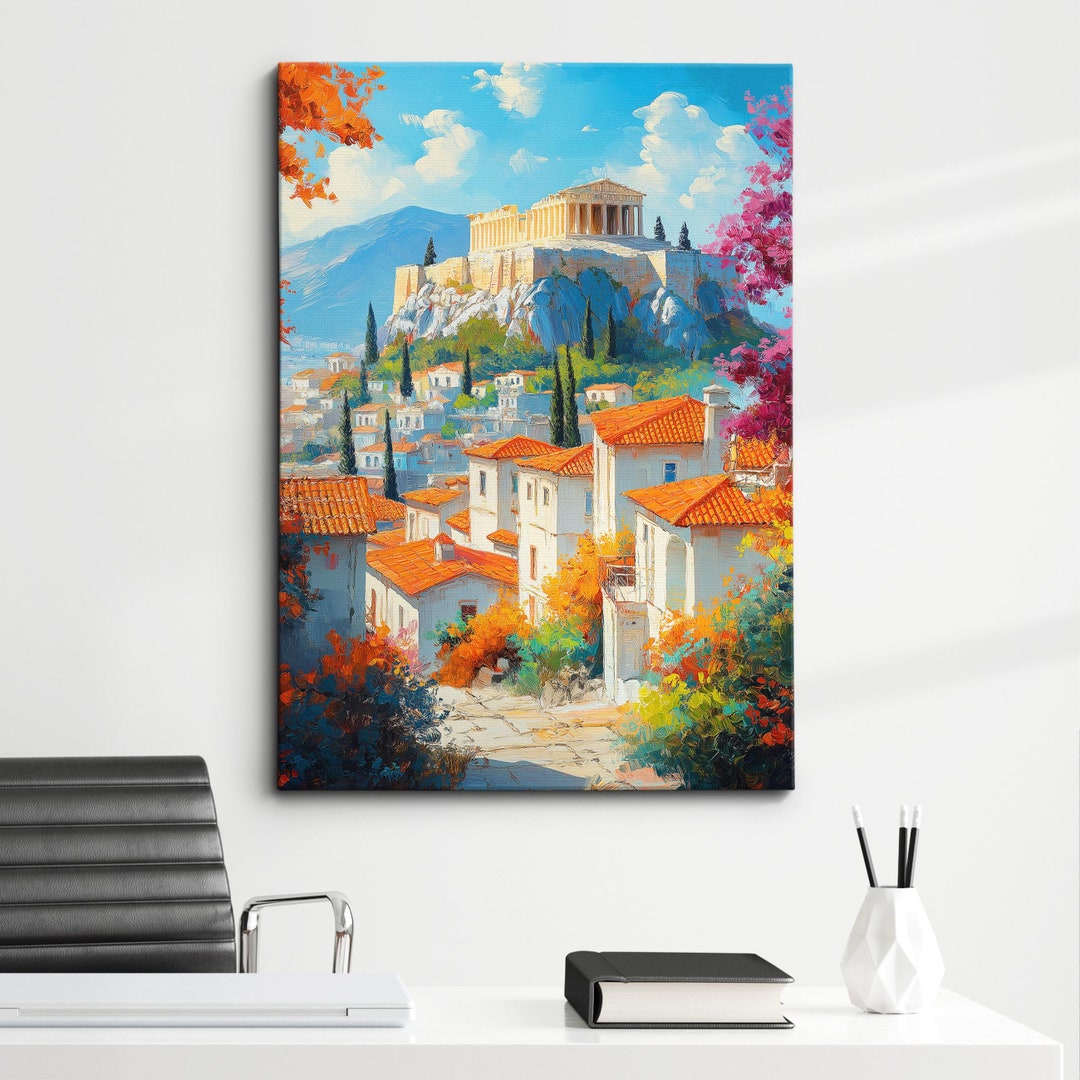 The Acropolis Greece Abstract Painting Palette Knife Strokes Style Wall ...