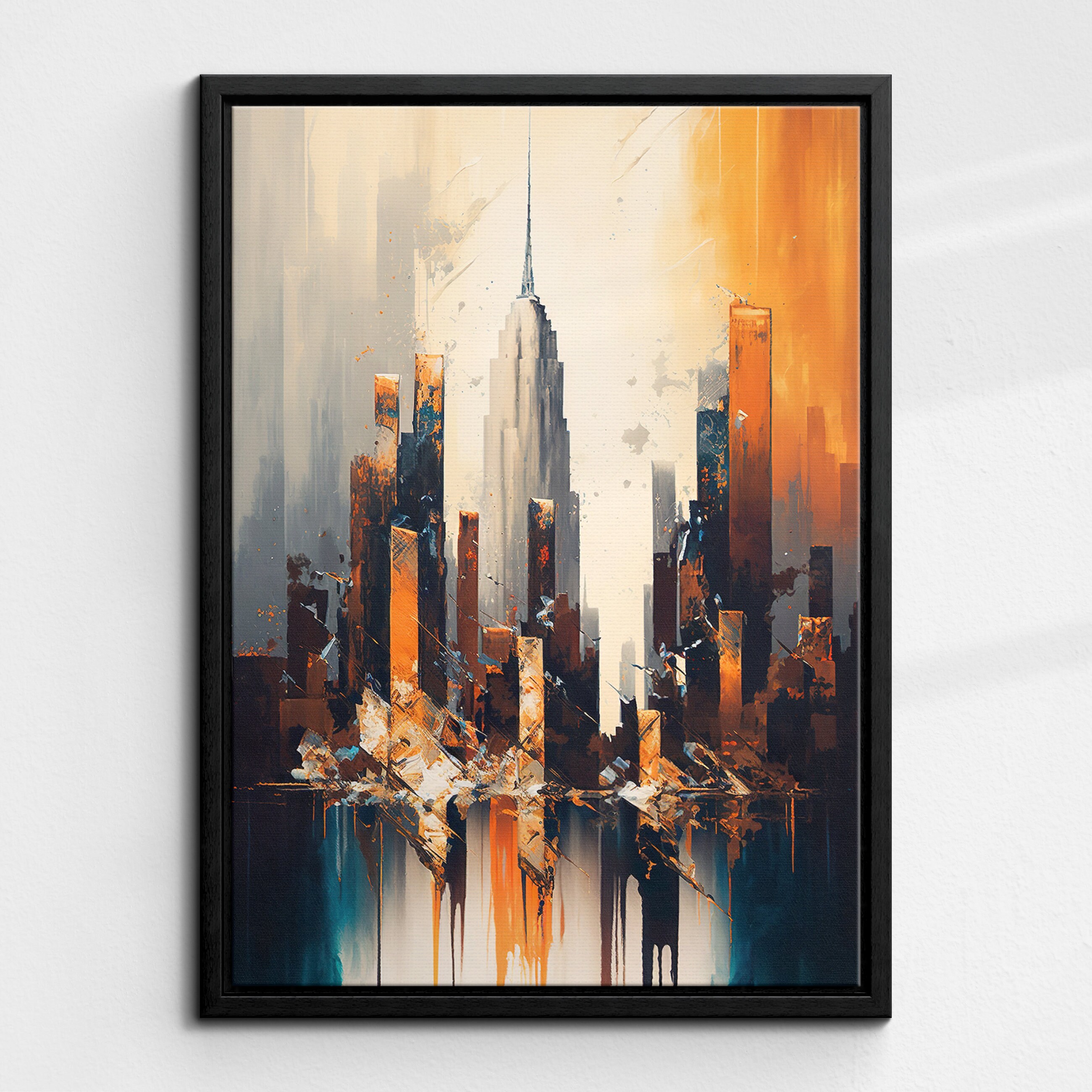 New York Skyline Times Square Abstract Modern Painting America Colorful ...
