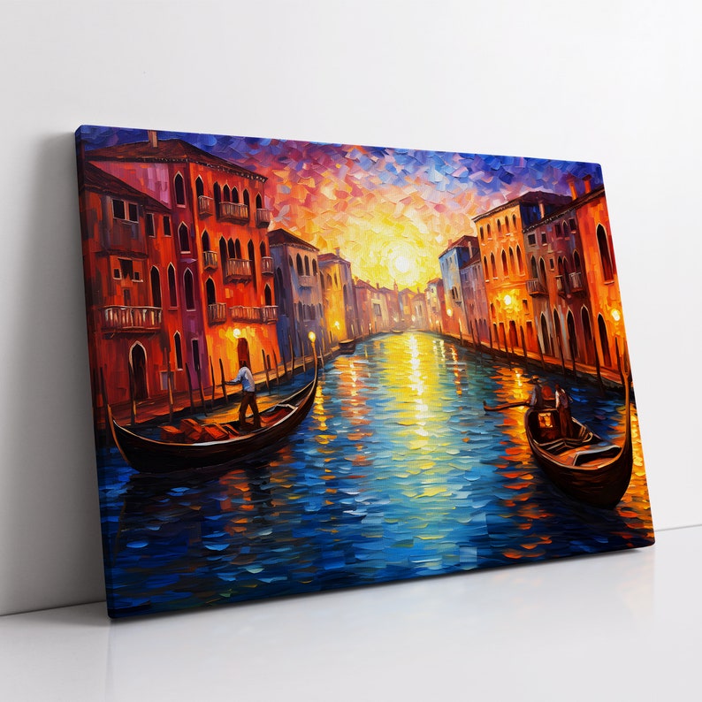 Venice Canal Gondola Italy Starry Night Painting Van Gogh Wall - Etsy