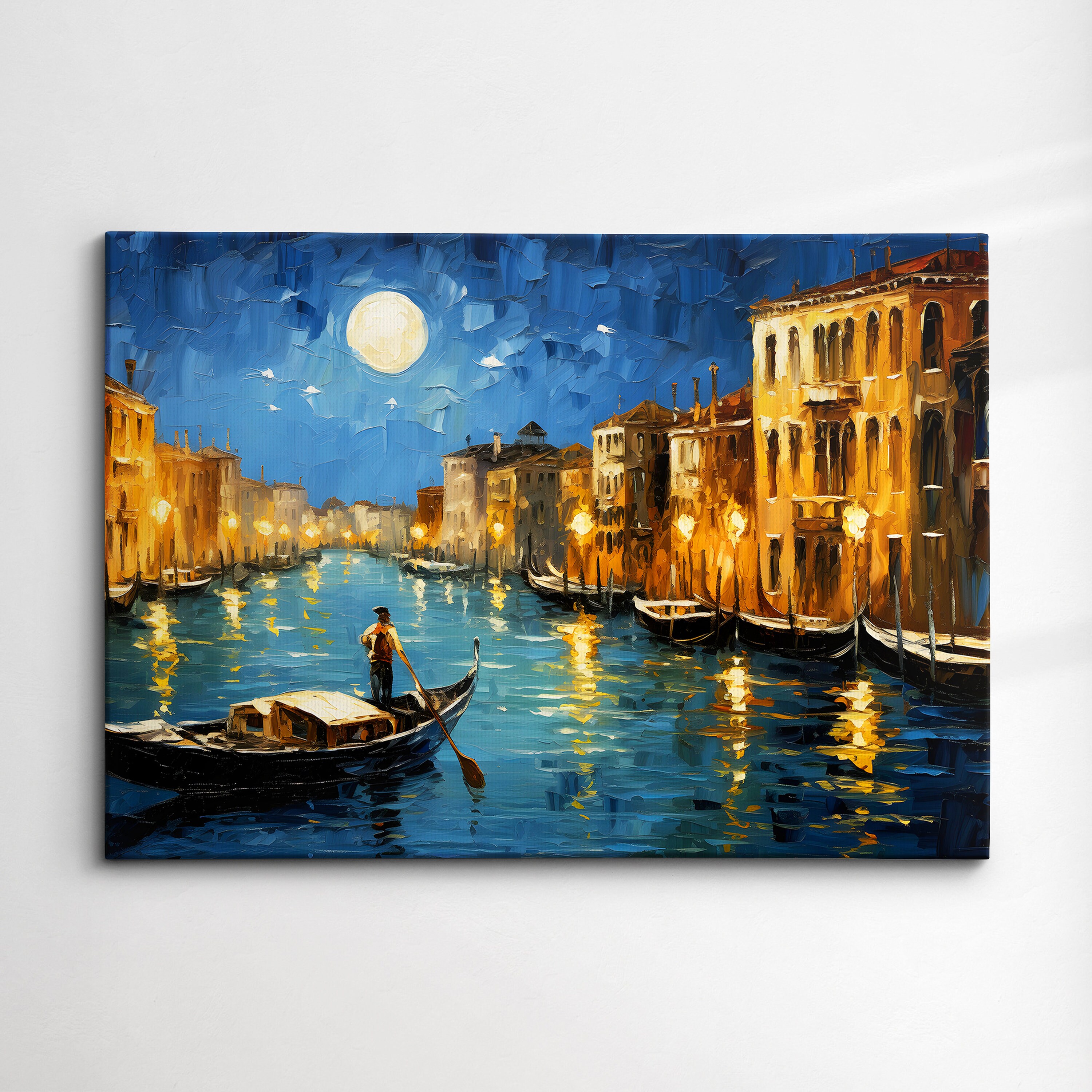 Venice Canal Gondola Italy Starry Night Painting Van Gogh Wall - Etsy