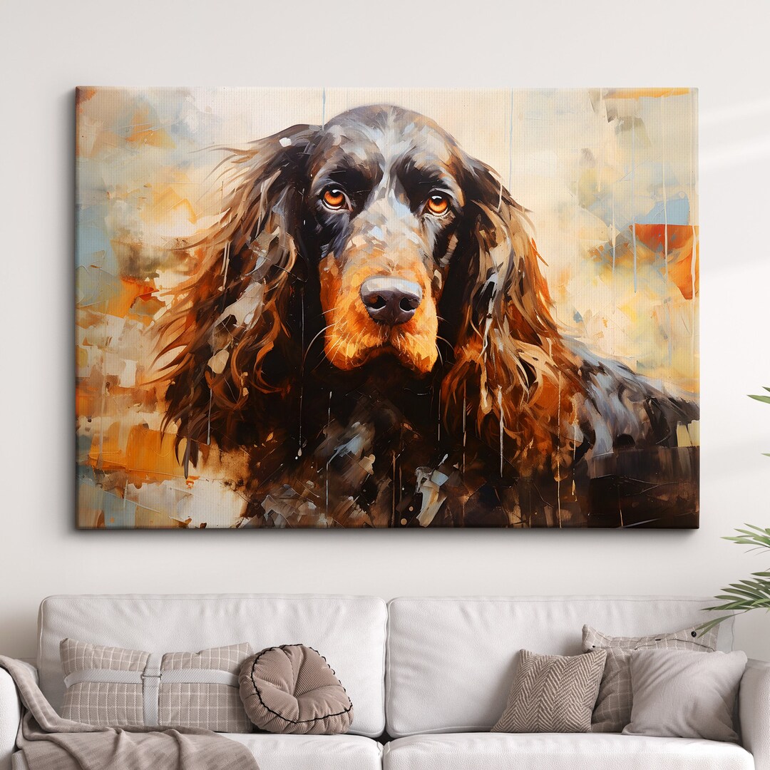 English Cocker Spaniel Dog Pet Abstract Modern Oil Painting Wall Art ...