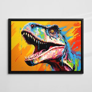 Colorful Tyrannosaurus Rex Dinosaur Oil Painting Paint Splatter Style ...