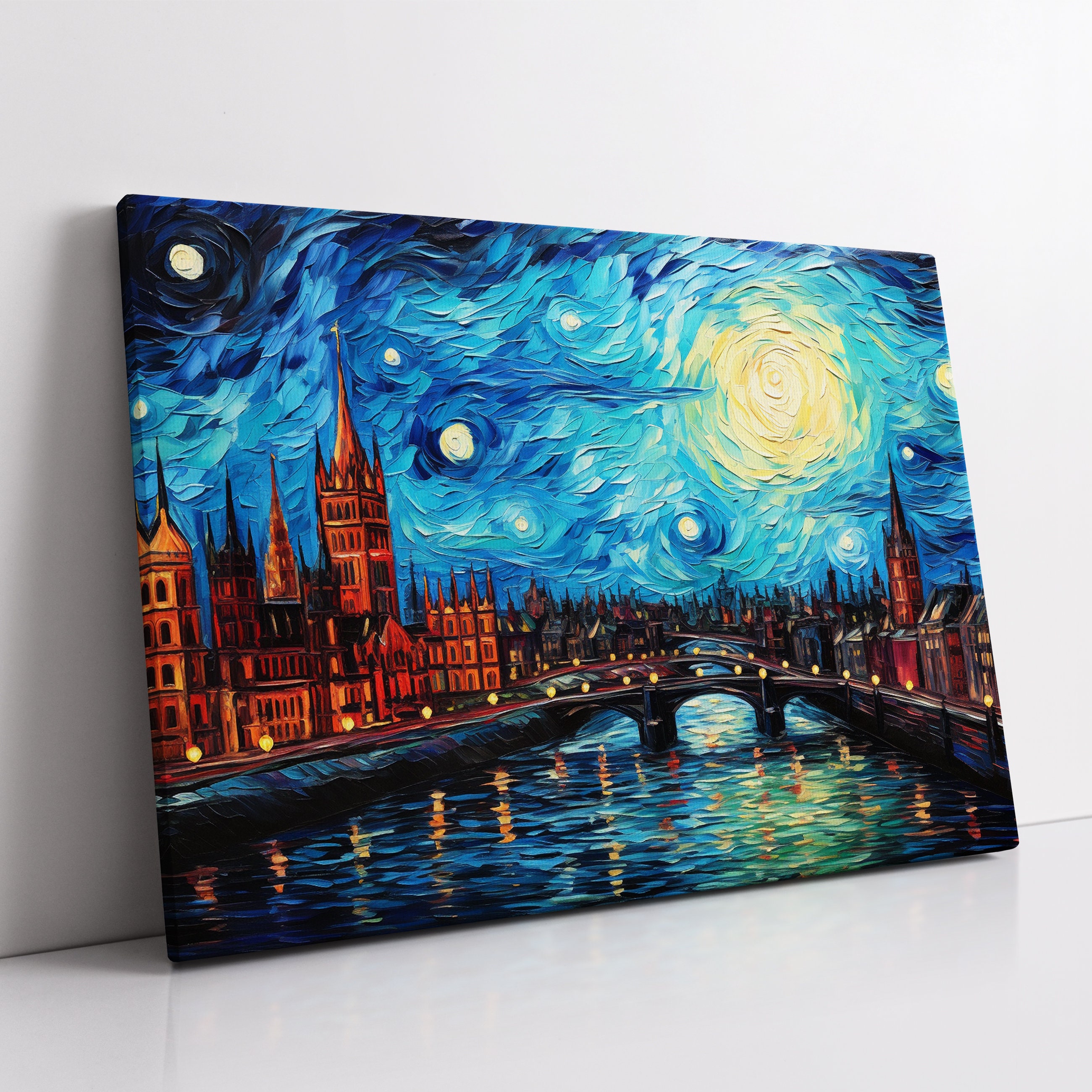 London Starry Night Paint Abstract Art Oil Painting Wall Art - Etsy