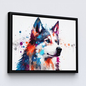 Siberian Husky Abstract Dog Pet Animal Painting Splatter Wall Art ...