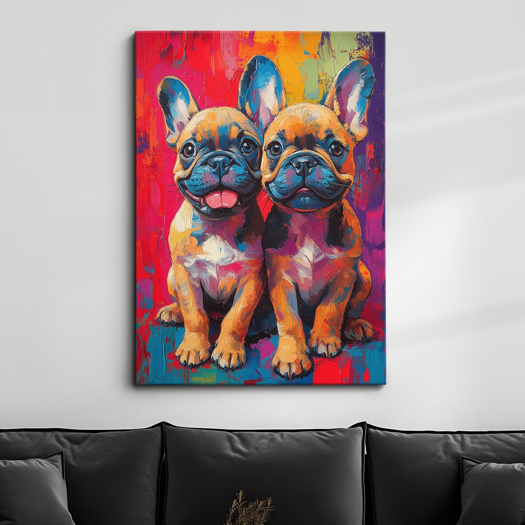 French Bulldogs Paint Splash Dog Pet Abstract Modern Painting Wall Art ...