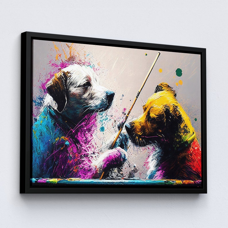 Colorful Dogs Playing Snooker Pet Abstract Modern Oil Painting - Etsy UK