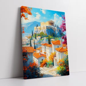 The Acropolis Greece Abstract Painting Palette Knife Strokes Style Wall ...