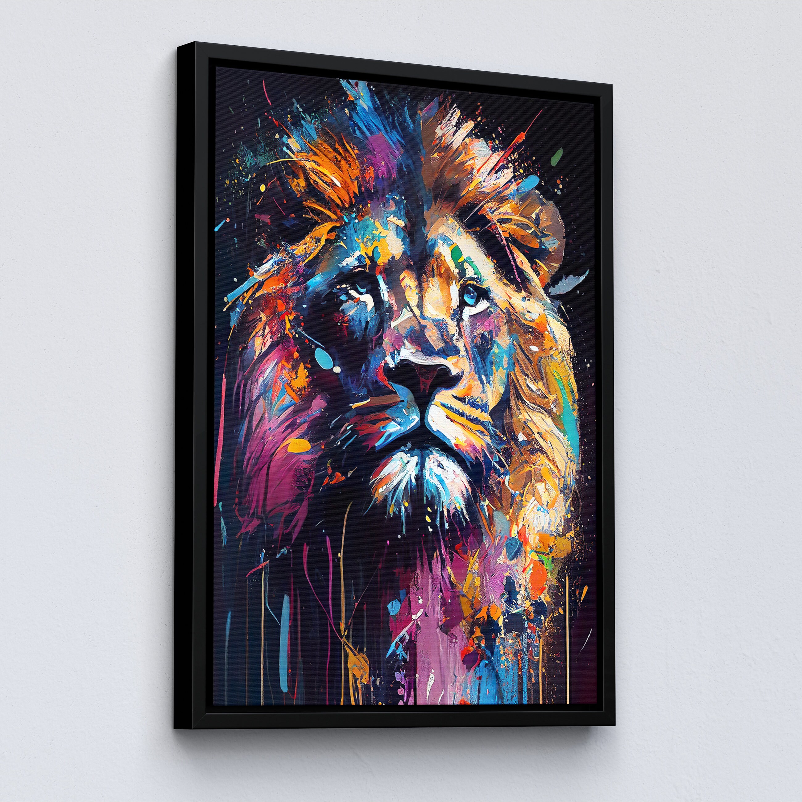 Lion Head Animal Abstract Oil Painting Splatter King Jungle Animal ...
