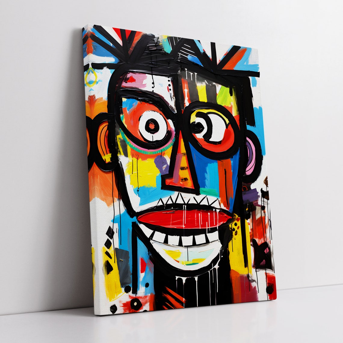 Abstract Funny Face Picasso Basquiat Oil Painting Style Wall Art ...