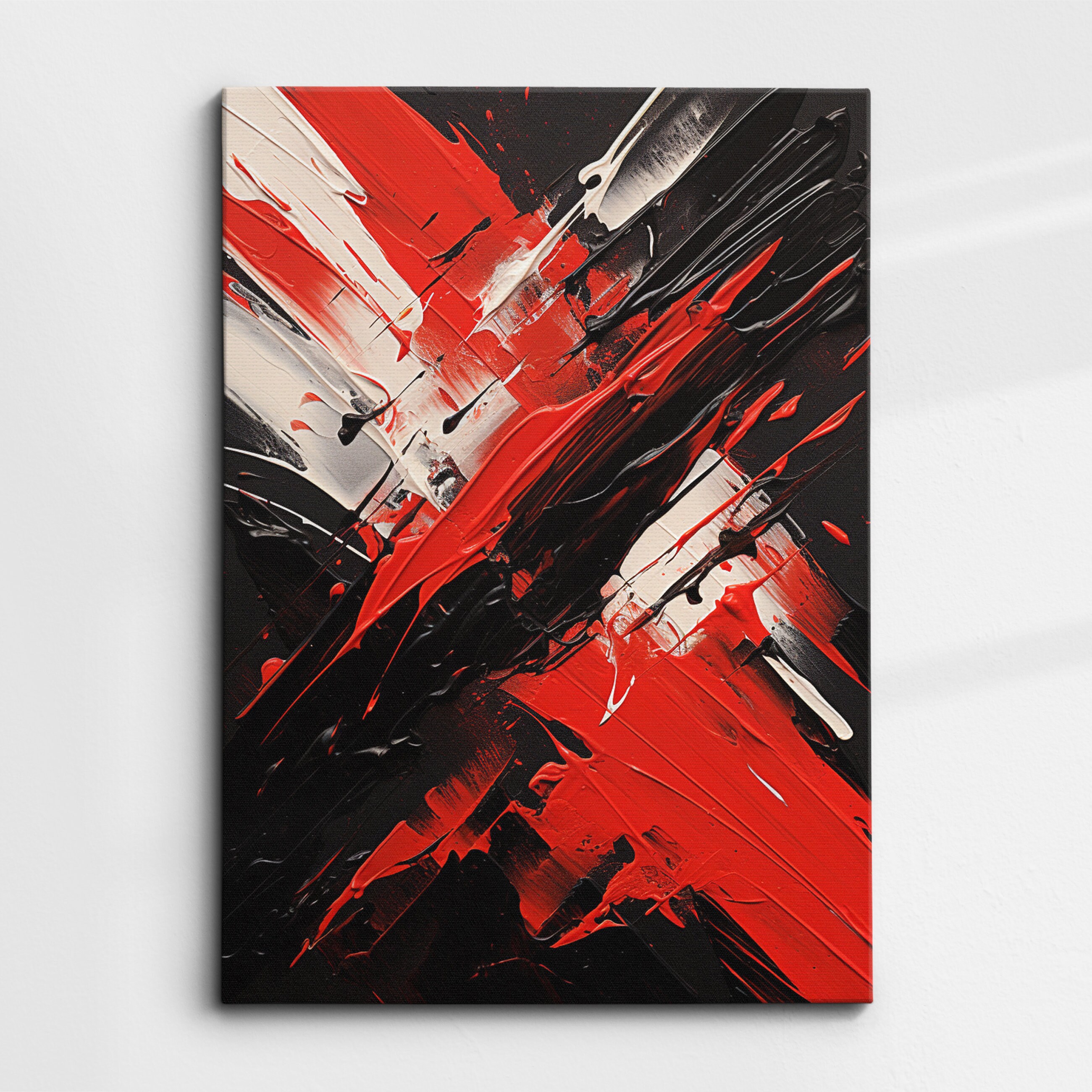 Red & Black Paint Spash Abstract Natural Modern Oil Painting Splatter ...