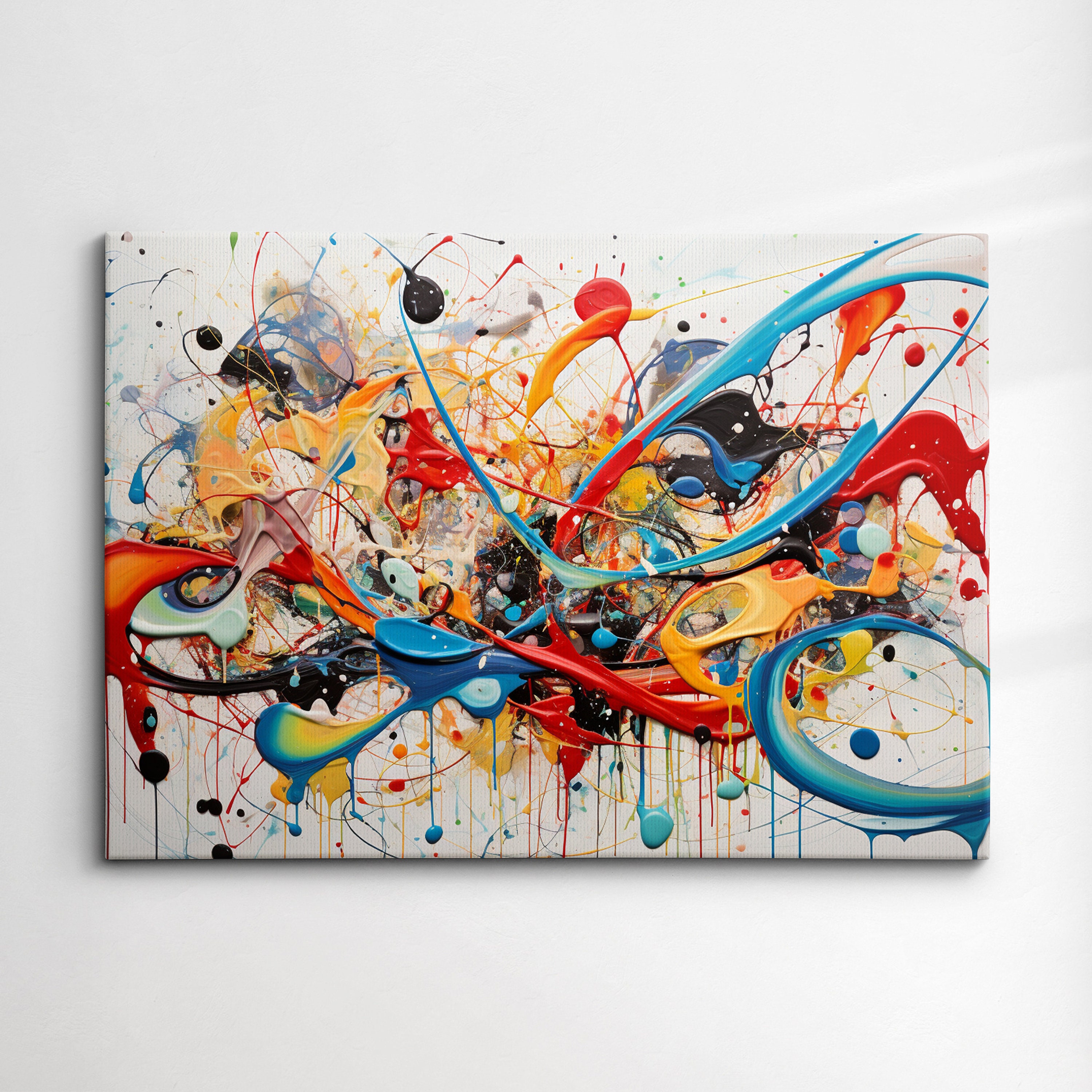 Colorful Paint Splash Abstract Oil Painting Splatter Style Wall Art ...