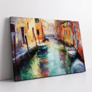 Venice Italy Gondola Boat River Landmark Oil Painting Watercolor Wall ...