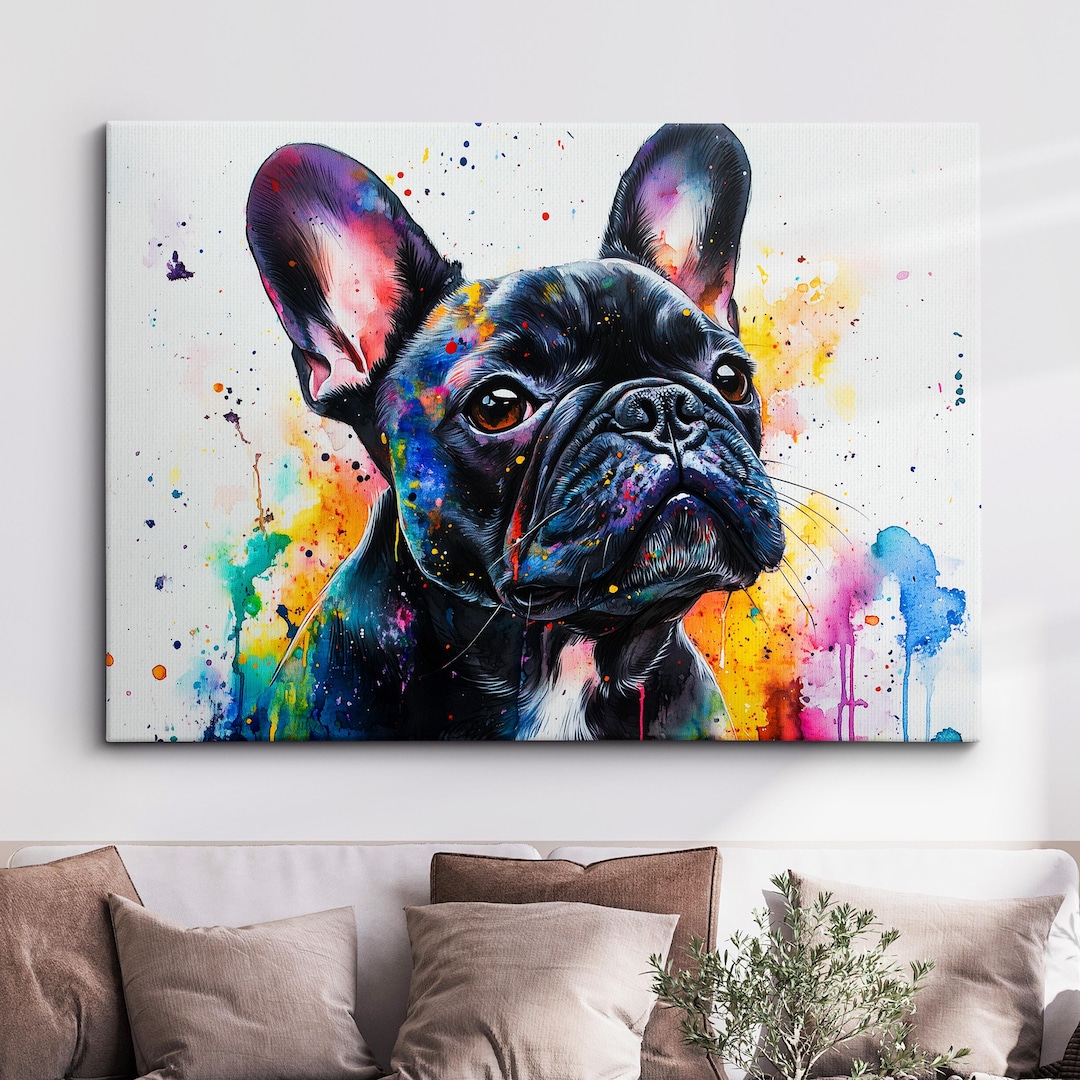 French Bulldogs Paint Splash Window Painting Dog Pet Abstract Modern ...
