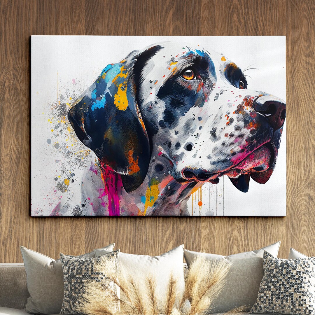 Colorful English Pointer Dog Pet Abstract Modern Oil Painting Wall Art ...