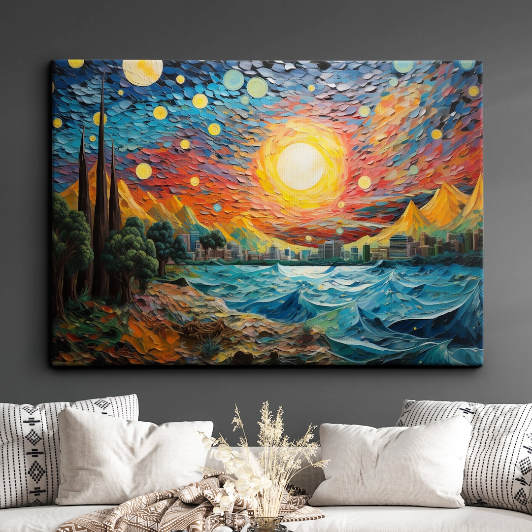 Egyption Pyramids Landmark Oil Painting Style Wall Art, Framed Calming ...