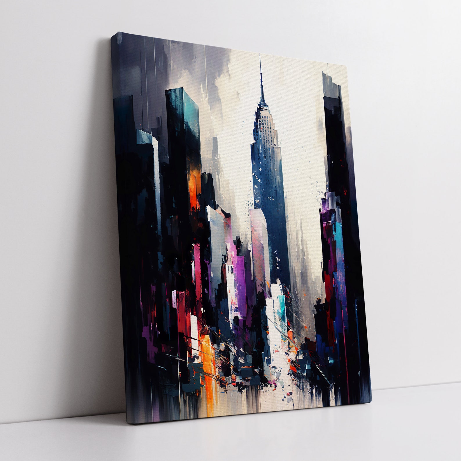 New York Skyline Times Square Abstract Modern Painting America Colorful ...