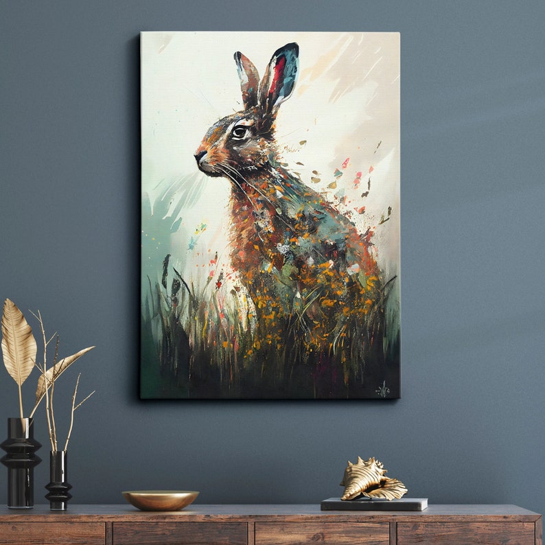 Bunny Rabbit Abstract Hare Animal Oil Painting Rainbow Pet - Etsy