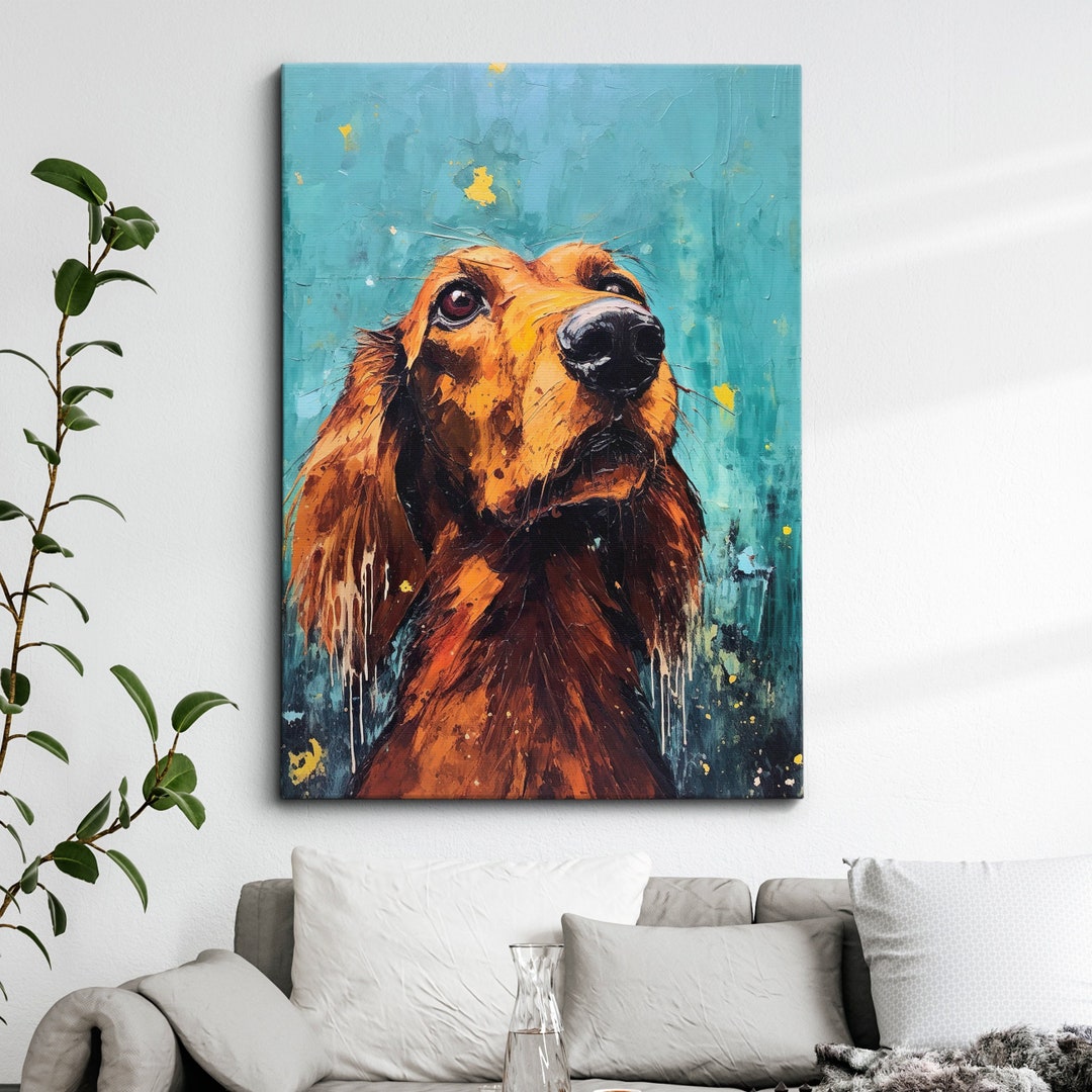 Fun Dog Character Neo-expressionism Abstract Oil Painting Style Wall ...