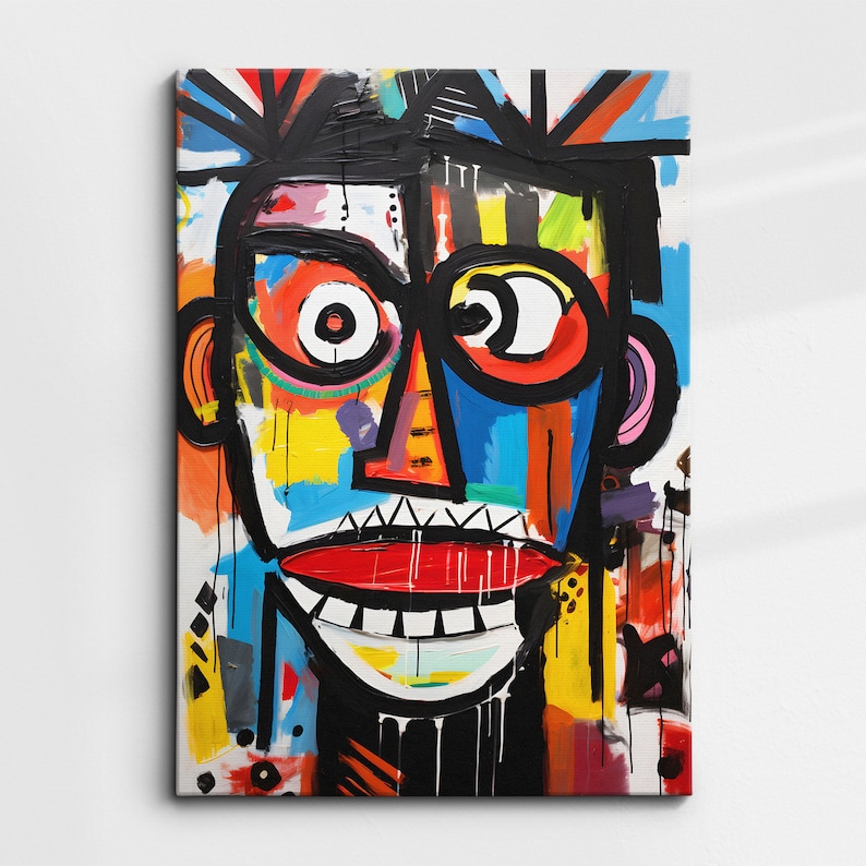 Abstract Funny Face Picasso Basquiat Oil Painting Style Wall Art ...