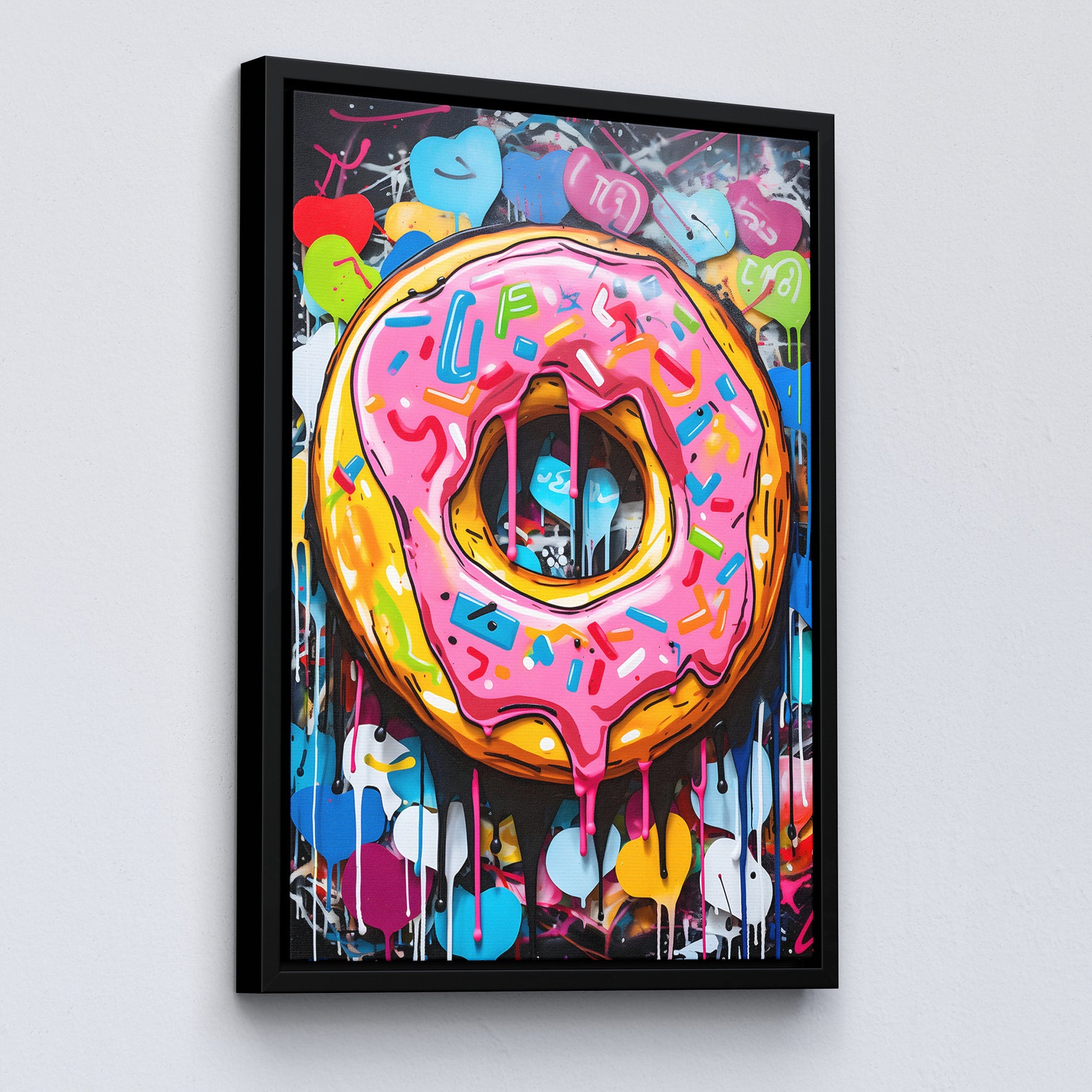Fun Doughnut Graffiti Bakery Treat Abstract Oil Painting Wall Art ...