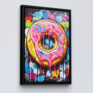 Fun Doughnut Graffiti Bakery Treat Abstract Oil Painting Wall Art ...