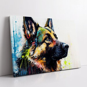 German Shepherd Abstract Dog Pet Animal Painting Splatter Wall Art ...