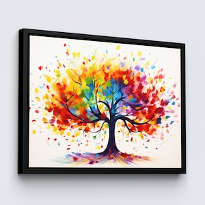 Paint Splash Tree of Life Landscape Abstract Oil Painting Wall Art ...