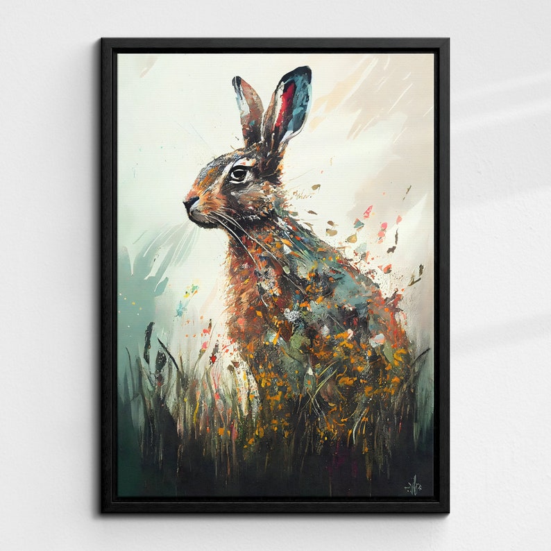 Bunny Rabbit Abstract Hare Animal Oil Painting Rainbow Pet - Etsy
