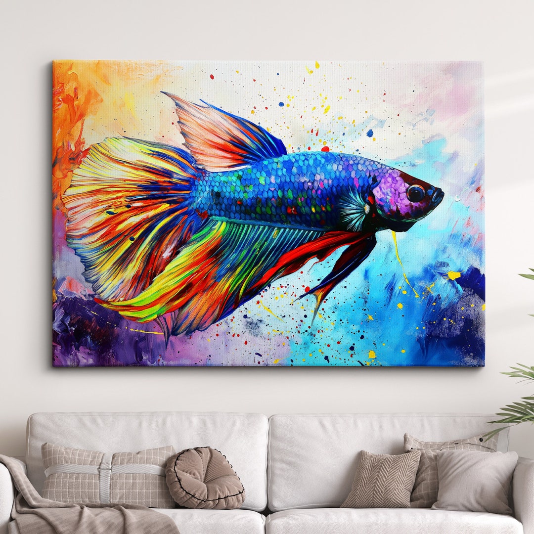 Betta Fish Fighting Fish Animal Abstract Oil Painting Paint Splatter ...