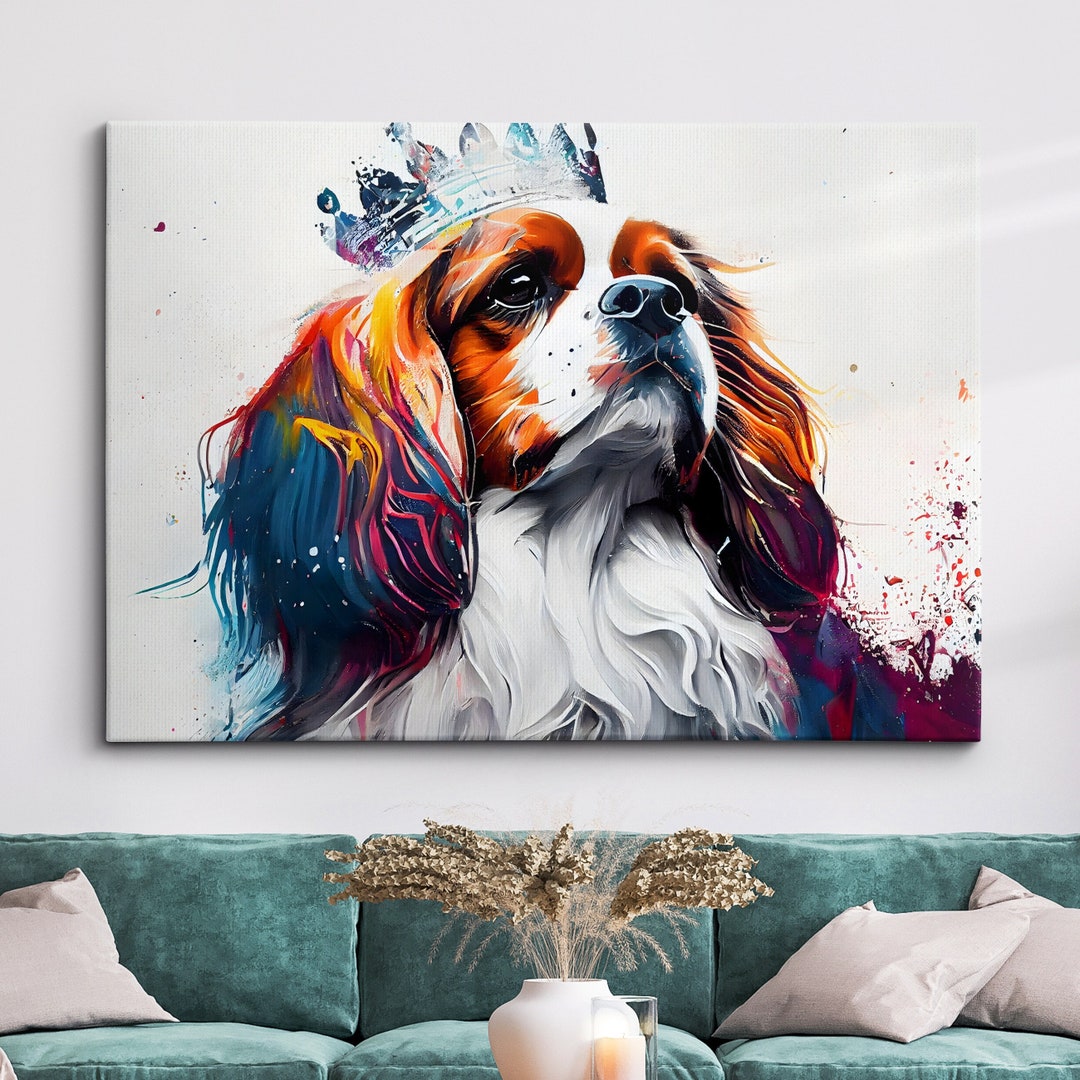 Cavalier King Charles Spaniel Crown Dog Pet Abstract Modern Painting ...