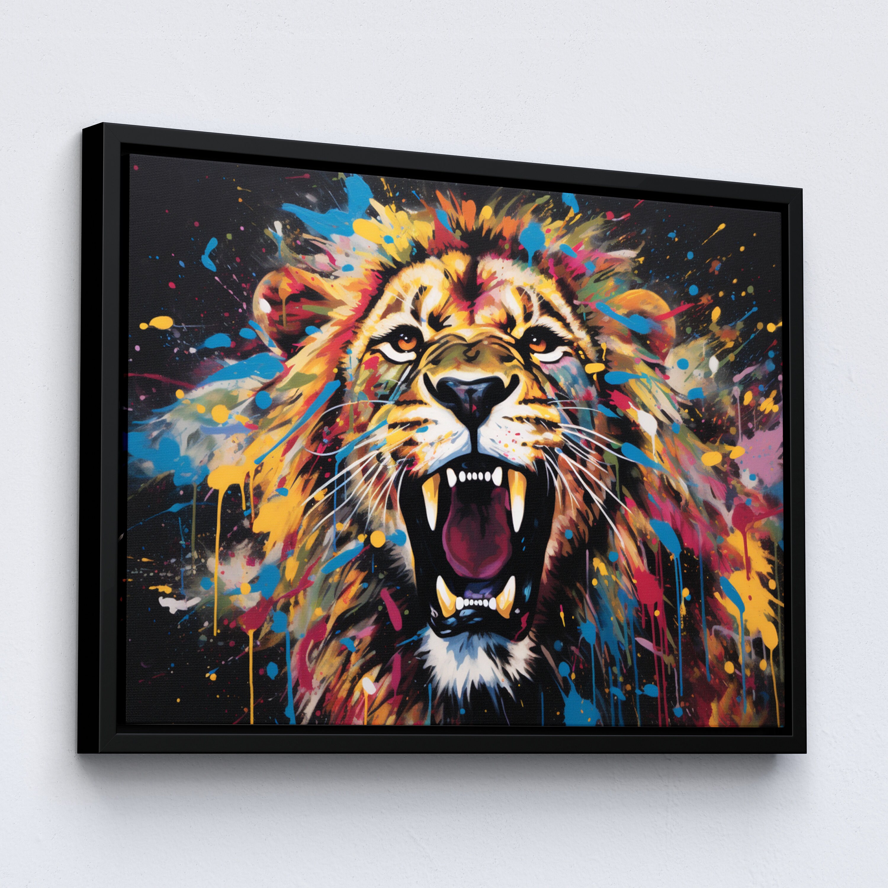 Colorful Lion Roar Abstract Oil Painting Splatter Style Wall - Etsy