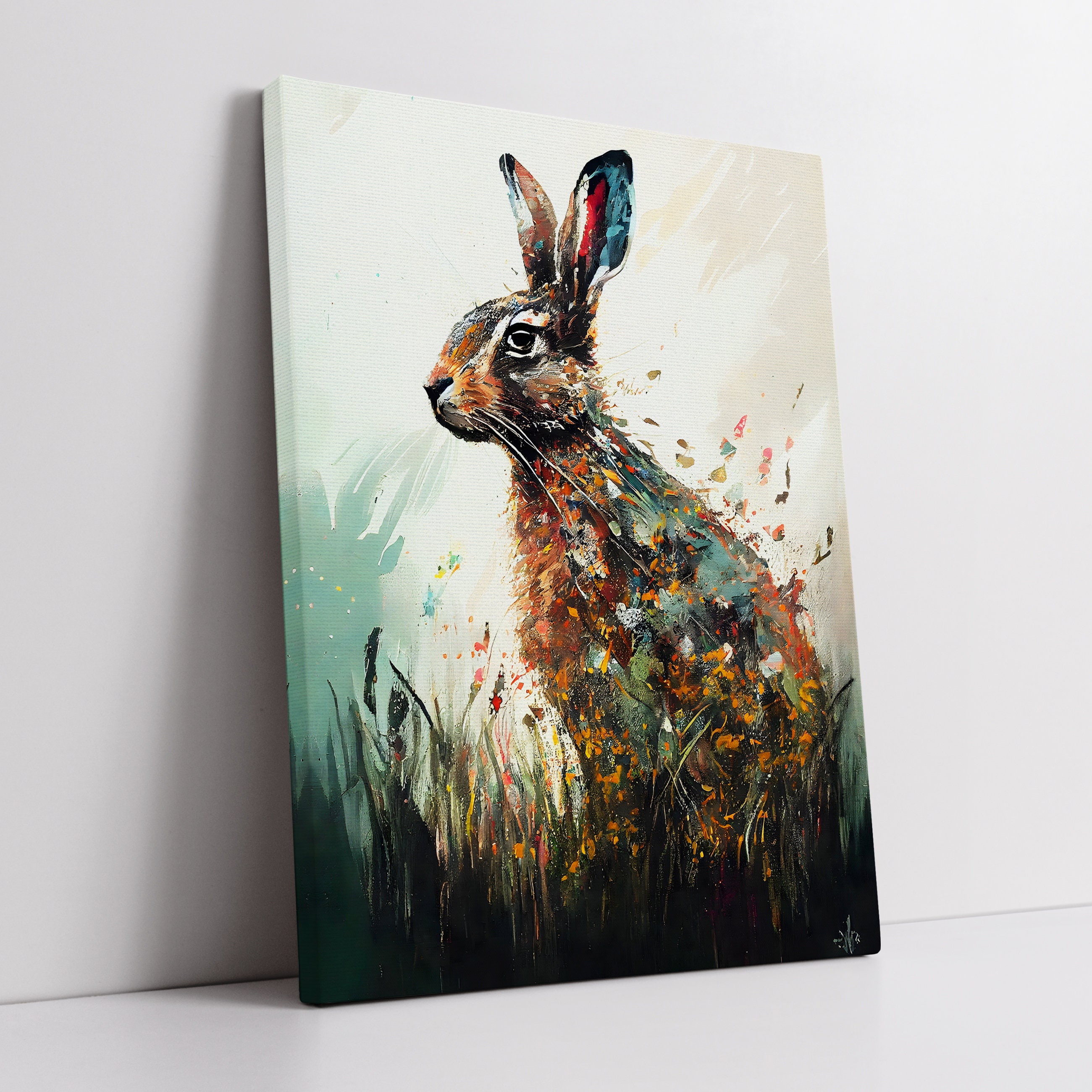 Bunny Rabbit Abstract Hare Animal Oil Painting Rainbow Pet - Etsy