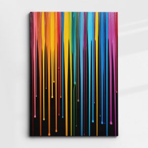 Colourful Paint Dripping Lines Abstract Oil Painting Style Wall Art ...