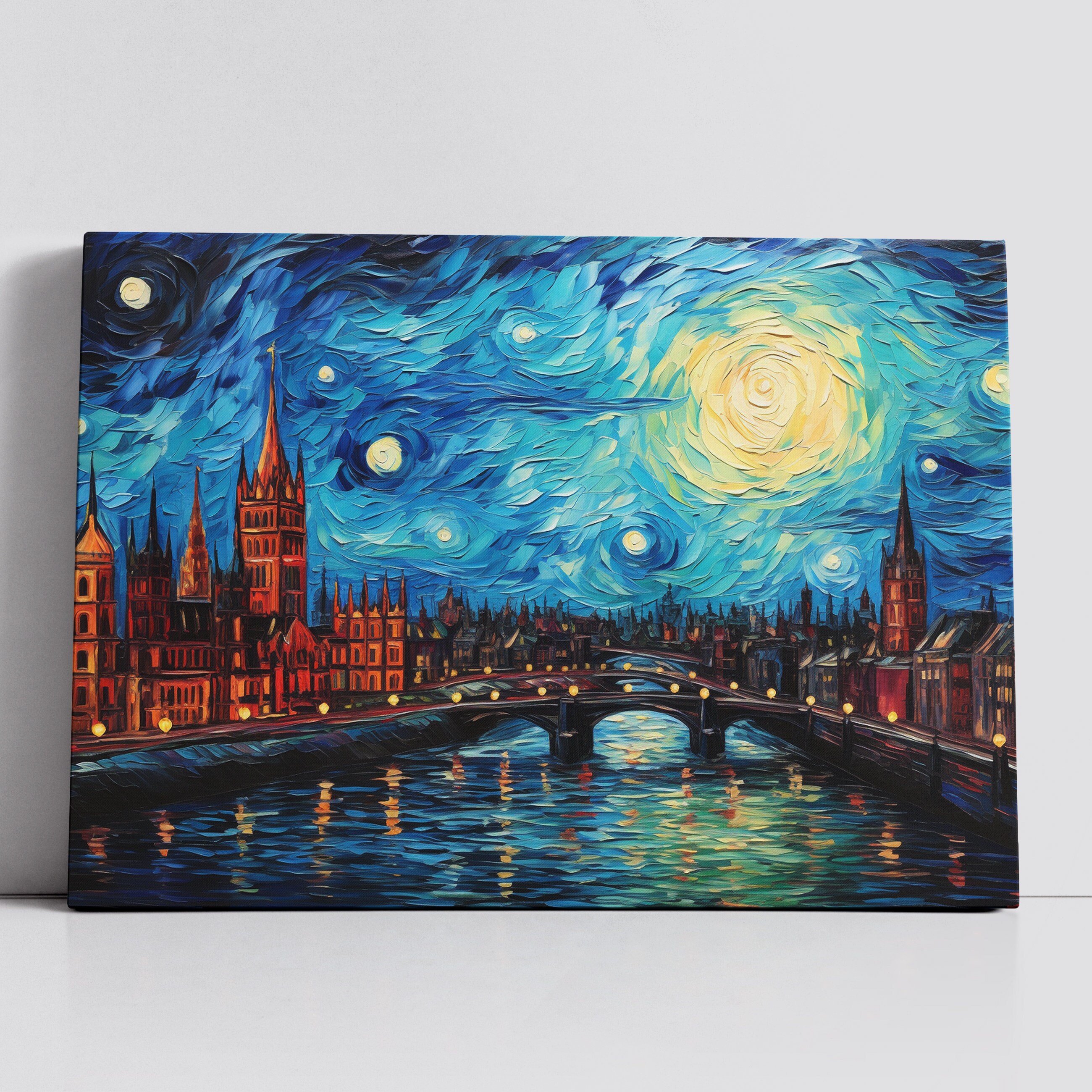 London Starry Night Paint Abstract Art Oil Painting Wall Art - Etsy