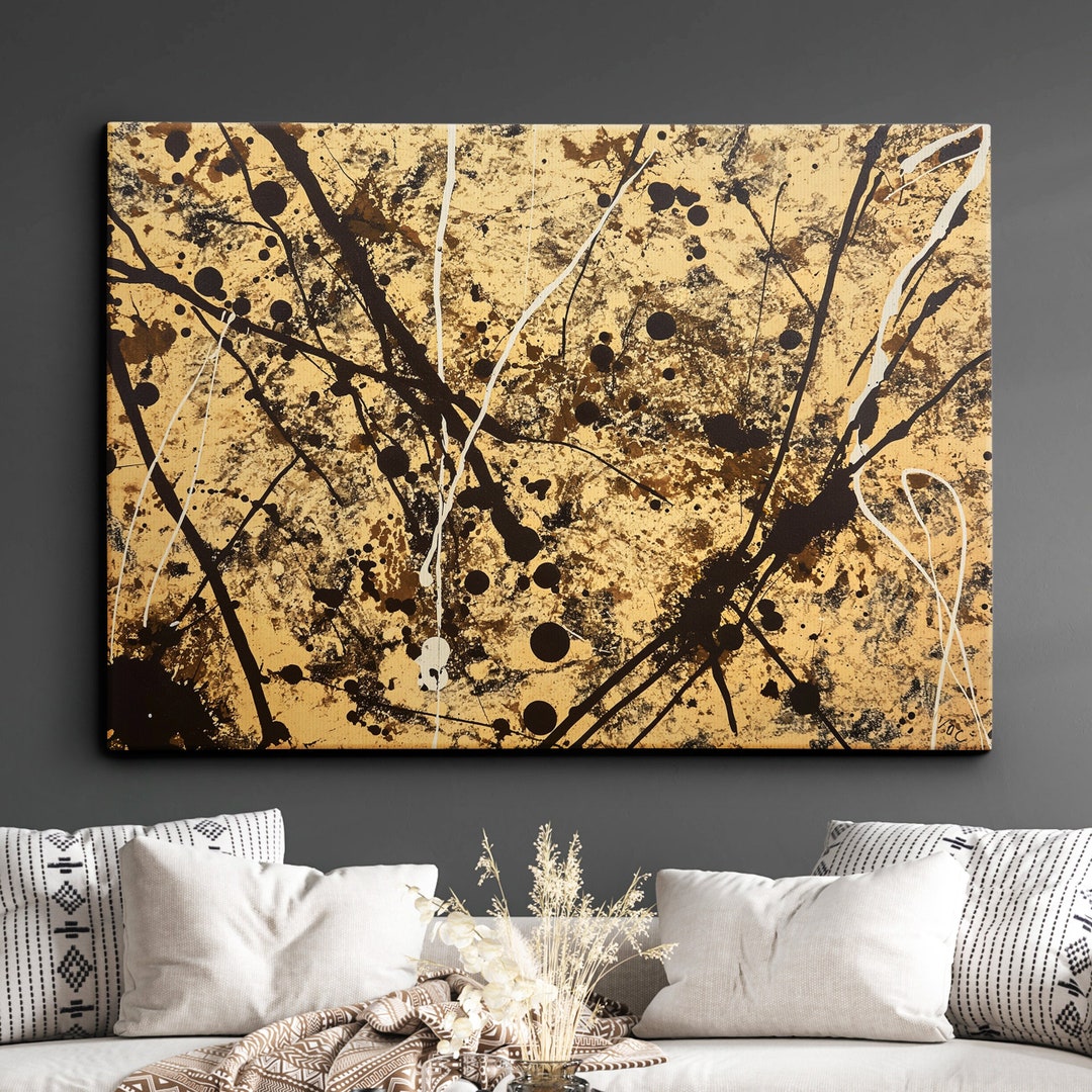 Jackson Pollock Inspired Free Form Abstract Oil Painting Wall Art ...