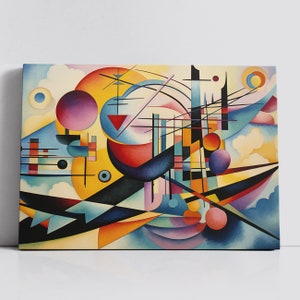 Geometric Wassily Kandinsky Abstract Painting Rainbow Splatter Wall Art ...