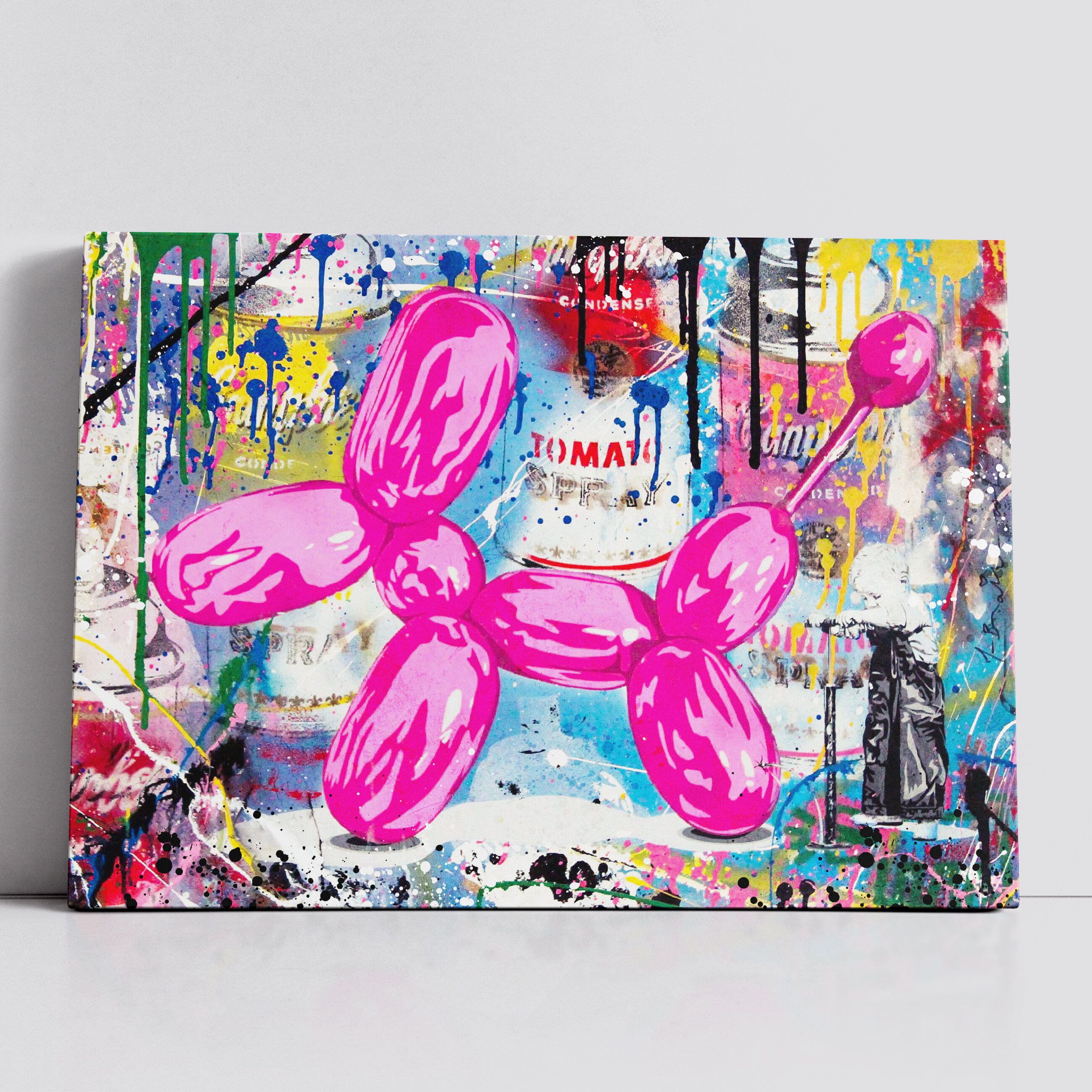 Pink Balloon Dog Banksy Style Abstract Modern Painting Wall - Etsy