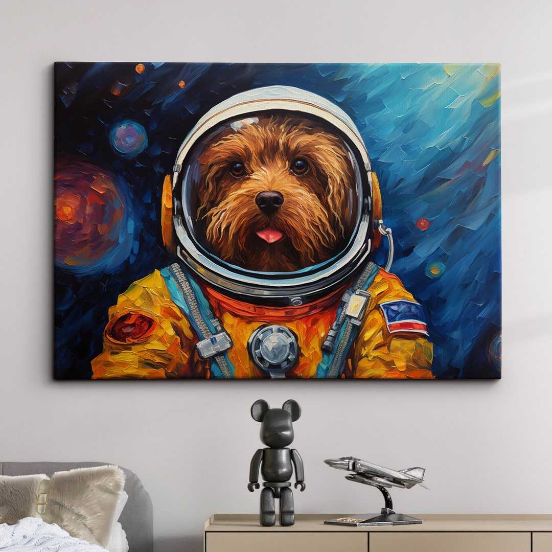 Cockapoo Astronaut Dog Pet Abstract Modern Oil Painting Wall Art ...