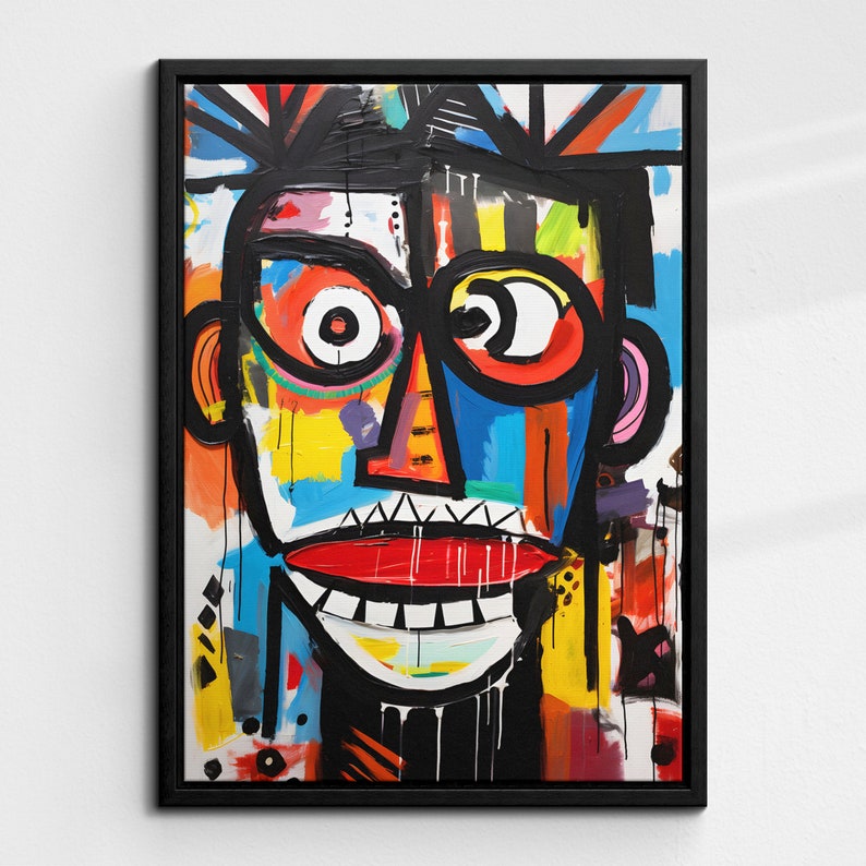 Abstract Funny Face Picasso Basquiat Oil Painting Style Wall Art ...